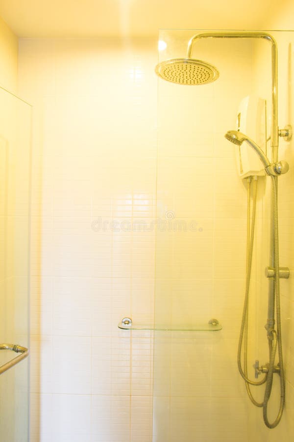 Shower in bathroom stock image. Image of model, restroom - 128317925
