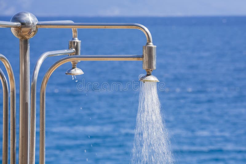 Detail of a Water Shower on the Beach Stock Image - Image of ...