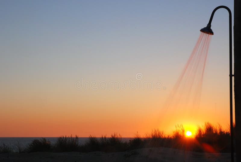 Shower at the Beach Sunbathing Concept Stock Image - Image of grass ...