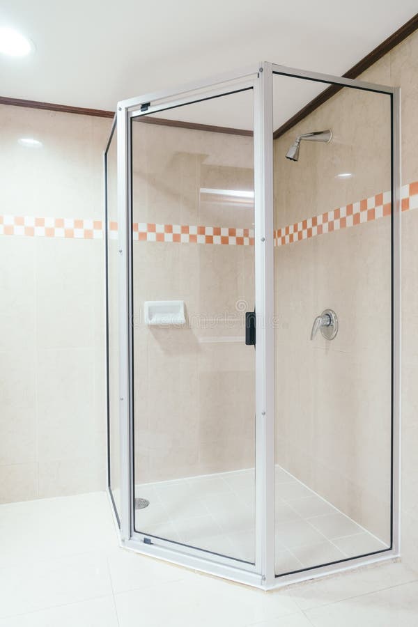 Shower Box Decoration in Bathroom Stock Photo - Image of inside, space ...