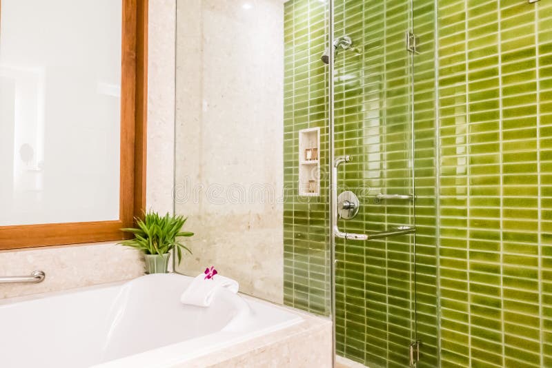 Shower box glass stock image. Image of wall, bathroom - 67767397