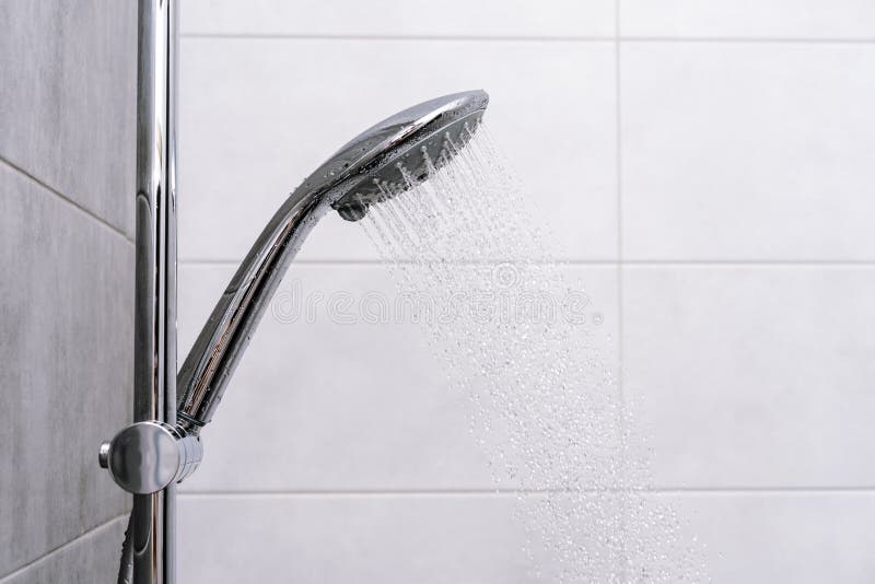 Shower Cabin in a Bathroom. Water Stream Flowing Stock Photo - Image of ...