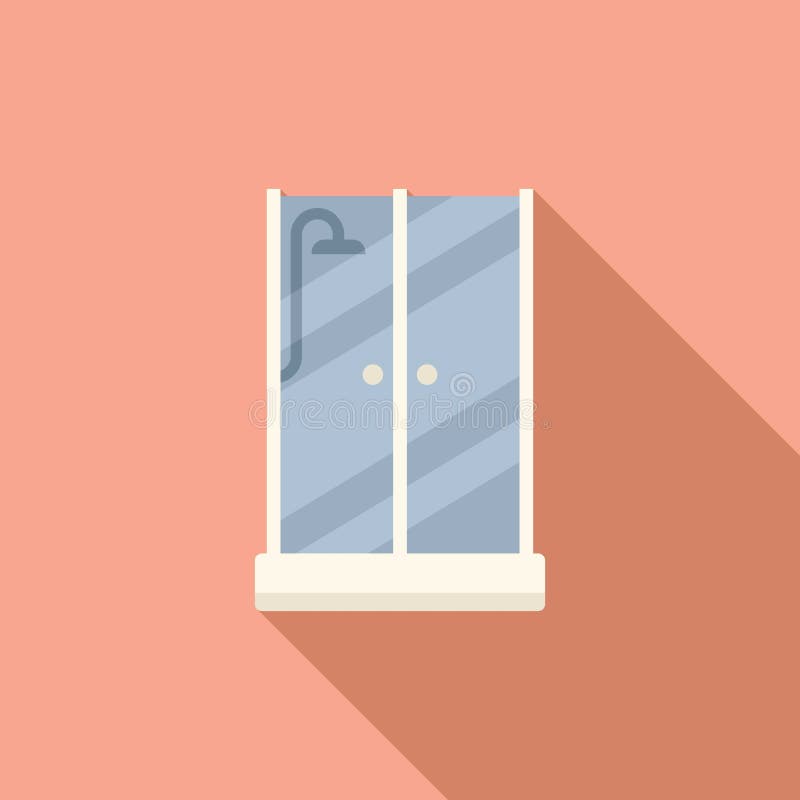 Shower Cabin Door Icon Flat Vector. Stall Glass Stock Vector - Illustration of inside, design ...