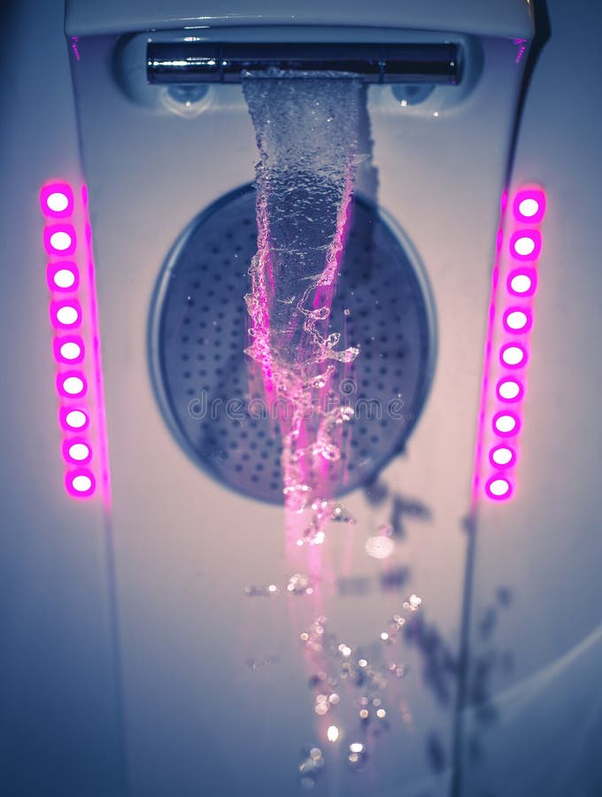 Shower cabin neon lighting stock photo. Image of home - 247457916