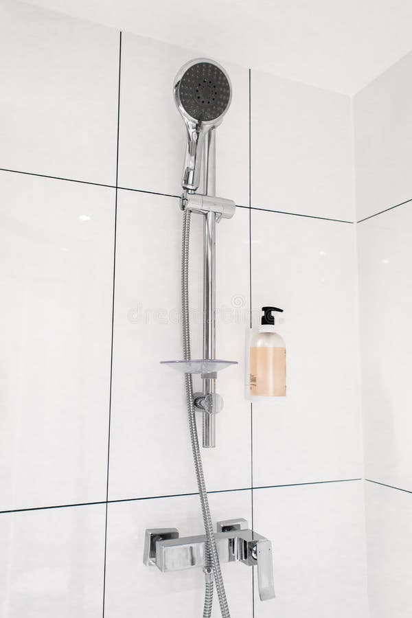 Shower Column with Mixer. Interior of a Modern Shower Room Stock Photo ...