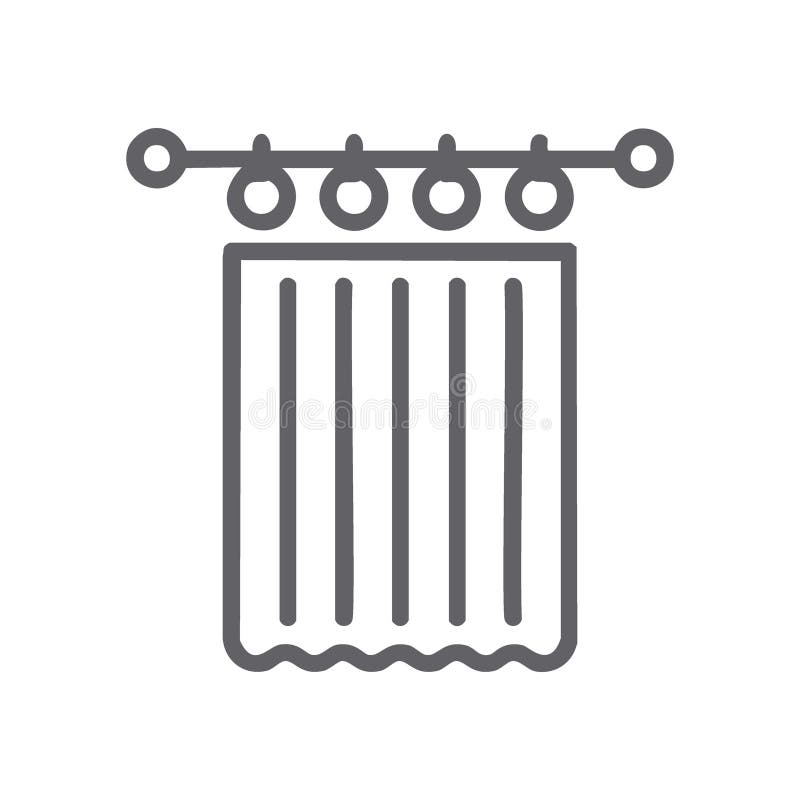Shower Curtain Icon. Simple Line Icon of a Shower Curtain with a Rod ...