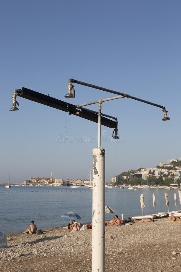 Shower for Dousing with Fresh Water on the Beach Stock Image - Image of ...