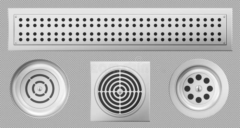 Shower Drainage Holes with Stainless Covers Set Stock Vector ...