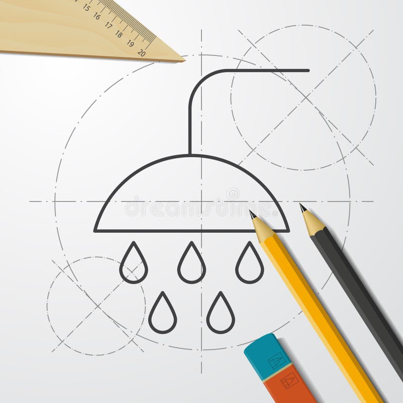 Shower with Dripping Water Illustration. Batroom Vector Icon Stock ...