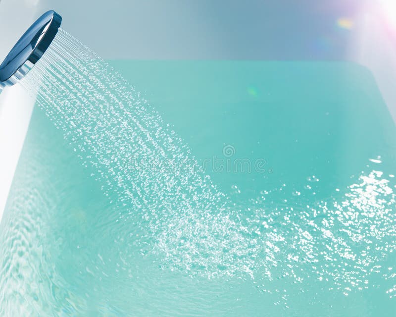 Shower Filling a Bathtub with Water Stream Stock Photo - Image of ...