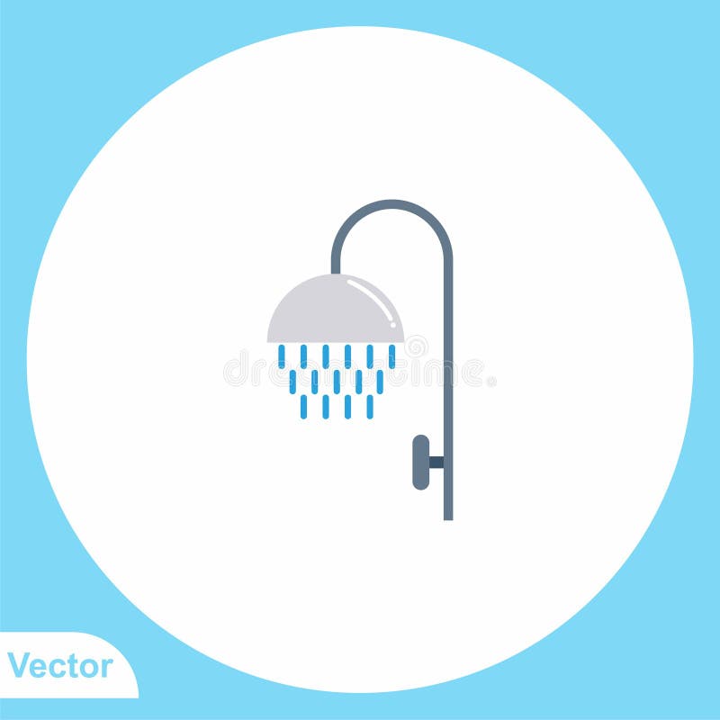 Shower Flat Vector Icon Sign Symbol Stock Vector - Illustration of drop ...