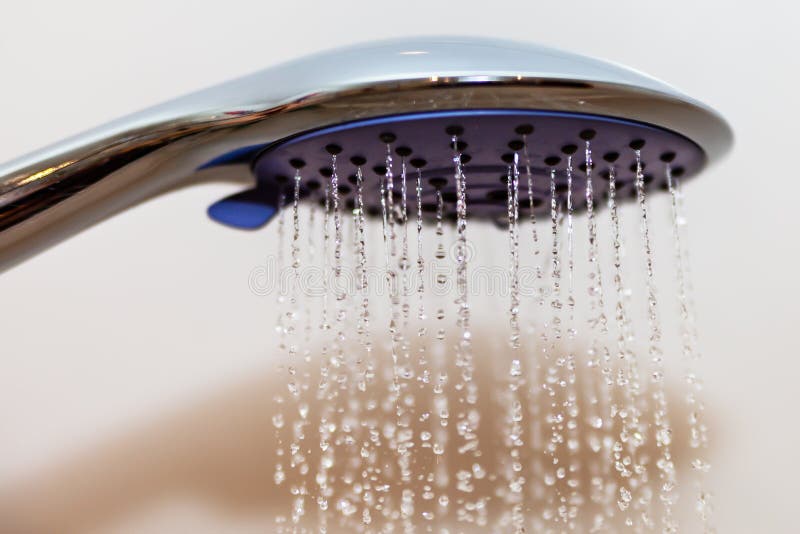 Shower with flowing water stock photo. Image of bathroom - 187482442