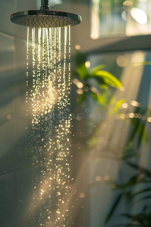 Shower with Flowing Water and Steam Stock Photo - Image of healthy ...