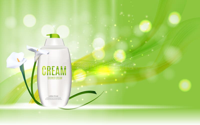 Shower Gel Bottle Template for Ads or Magazine Background. Stock Vector ...