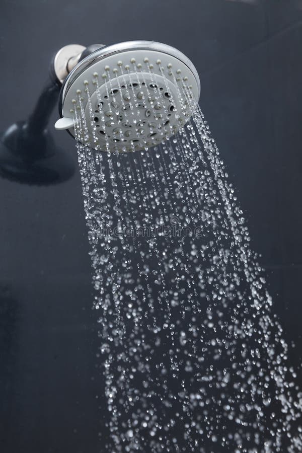 Shower Head in Bathroom with Water Drops Stock Photo - Image of ...
