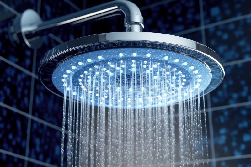Shower Head with Digital Binary Code. 3D Rendering Stock Illustration ...