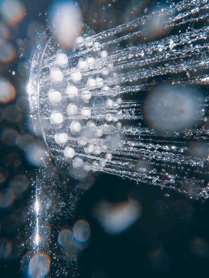 Shower Head with Flow of Water Spilling Out Closeup. Stock Image ...