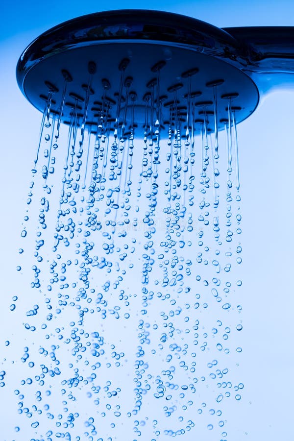 Shower Head with Running Water Stock Photo - Image of falling, clean ...