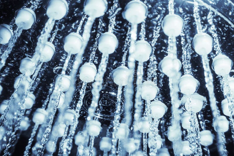 Shower Head with Running Water Closeup Stock Image - Image of bath ...