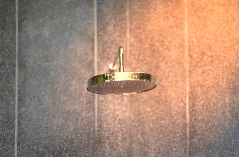 Shower Head Stick To Wall with Sun Light Stock Image - Image of droplet ...