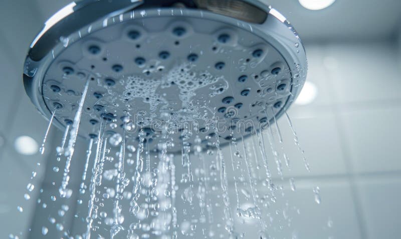 Shower Head with Water Drops. Shower Head with Running Water Stock ...