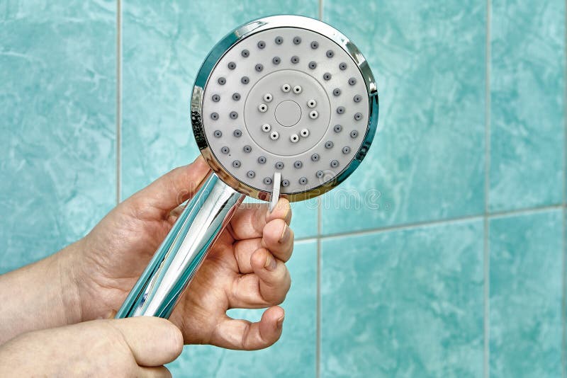 Shower Head with Water Flow Control Lever. Stock Image - Image of ...