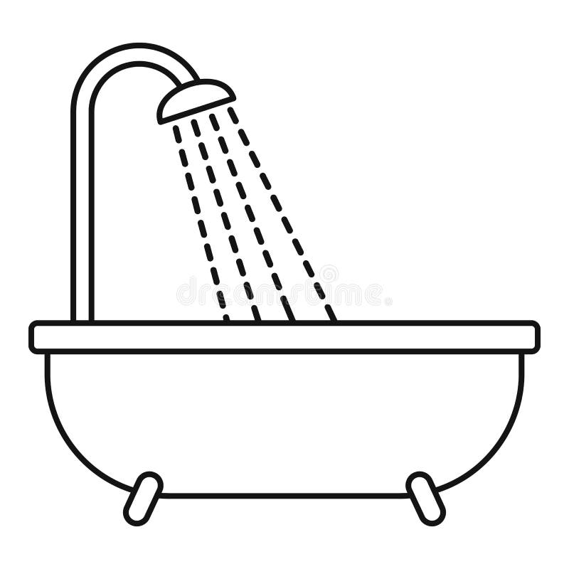 Shower icon, outline style stock vector. Illustration of outline - 80572693