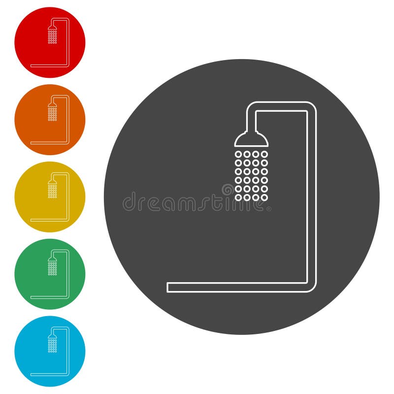 Shower Icon with Shadow Isolated on White Stock Vector - Illustration ...