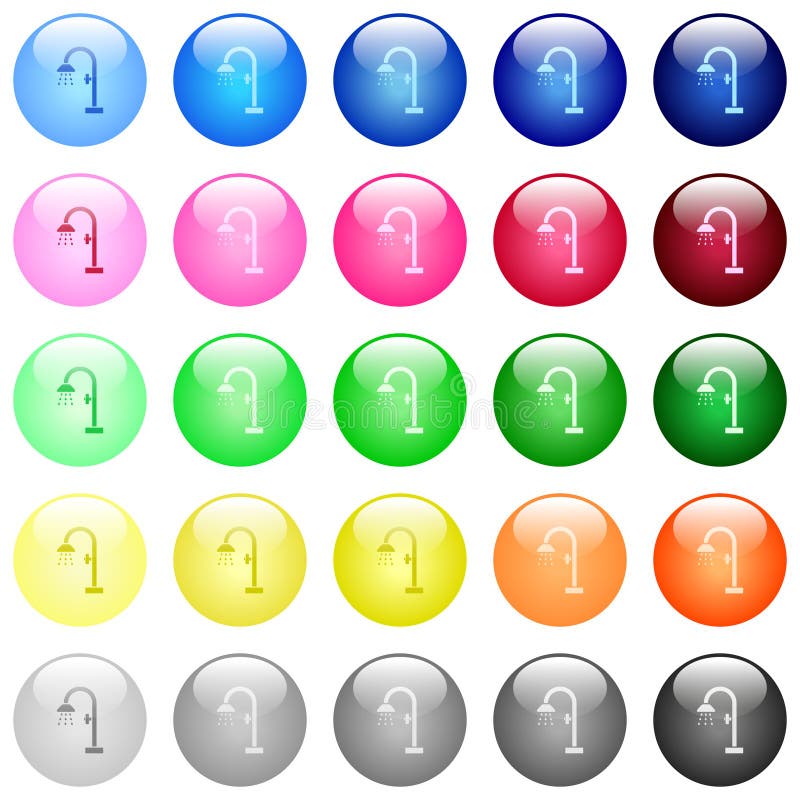 Shower Icons in Color Glossy Buttons Stock Vector - Illustration of ...