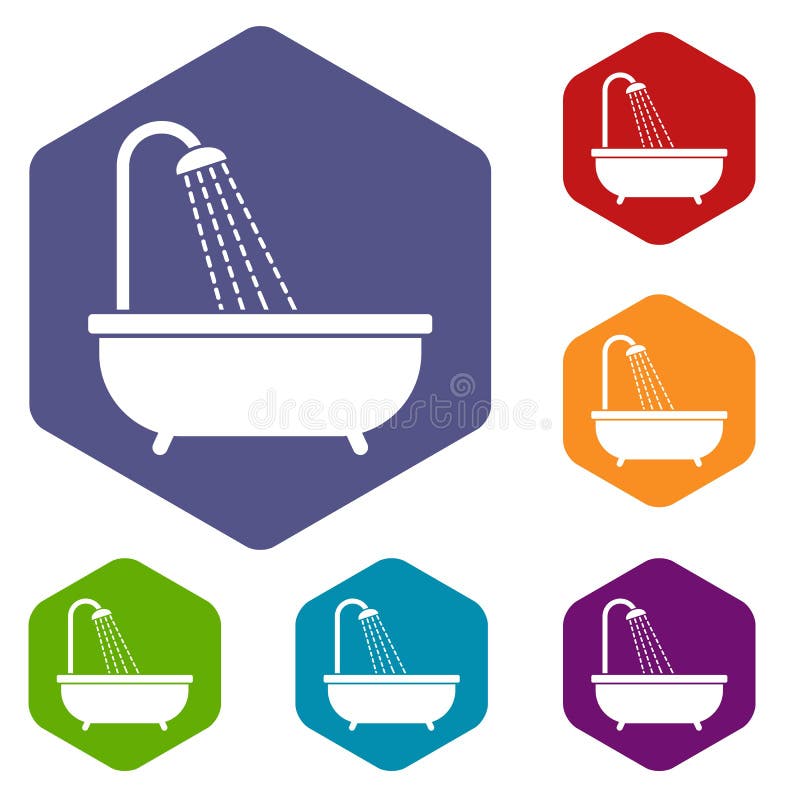Shower set icons stock vector. Illustration of faucet - 85055994