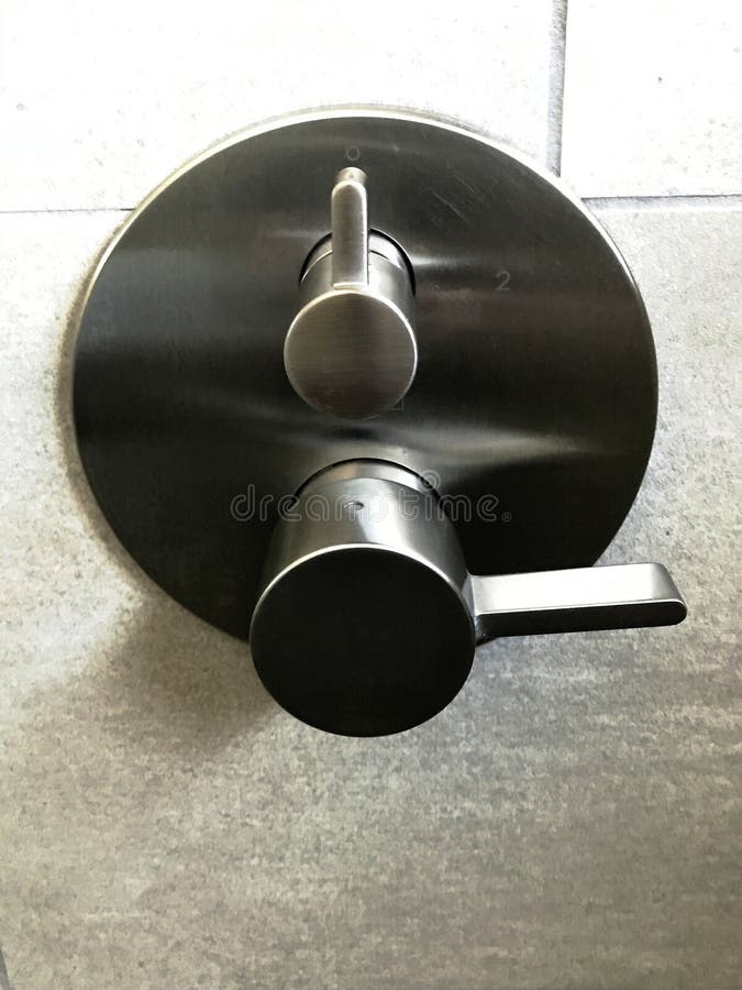 Shower knob stock image. Image of wall, chrome, handle - 191730829