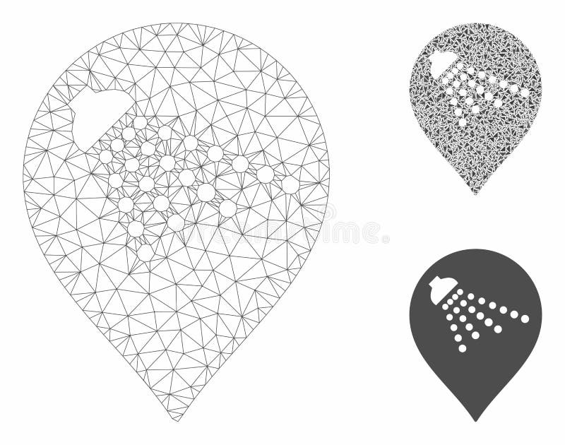 Shower Map Marker Vector Mesh Wire Frame Model and Triangle Mosaic Icon ...