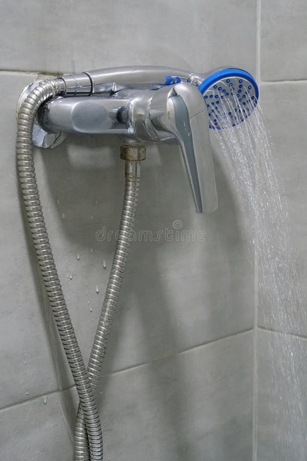 Shower. Morning Shower. Take a Shower. Clean Water Flows from Shower ...