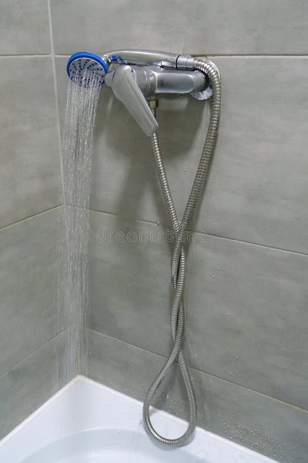 Shower. Morning Shower. Take a Shower. Clean Water Flows from Shower ...