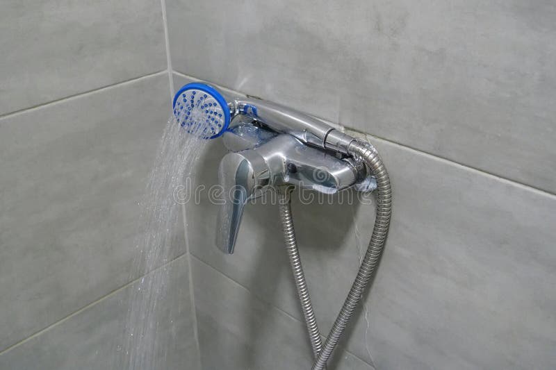 Shower. Morning Shower. Take a Shower. Clean Water Flows from Shower ...