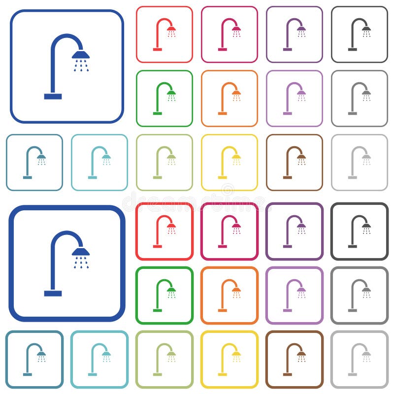 Shower Outlined Flat Color Icons Stock Vector - Illustration of water ...