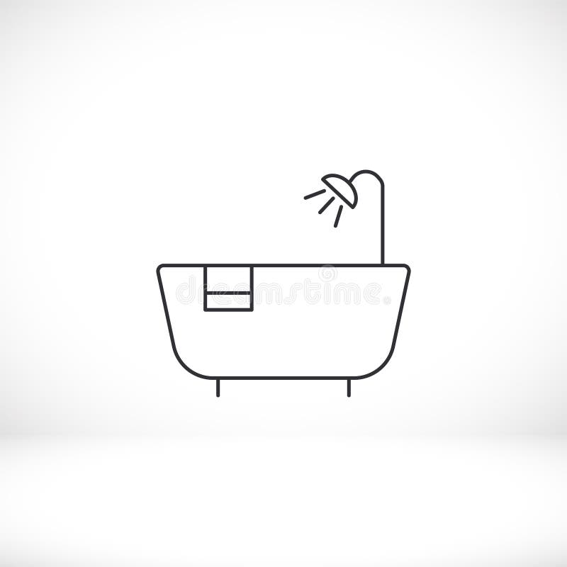 Shower Room Black Vector Icon Line Linear Style on the Background. Best ...