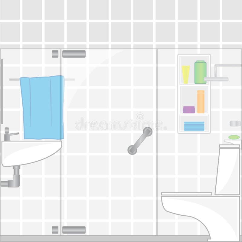 Shower room stock vector. Illustration of apartment, architecture ...