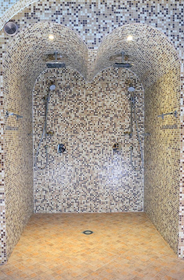 Shower in the sauna stock photo. Image of contemporary - 25229172