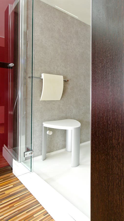 Shower stool stock image. Image of modern, interior, clean - 17224045