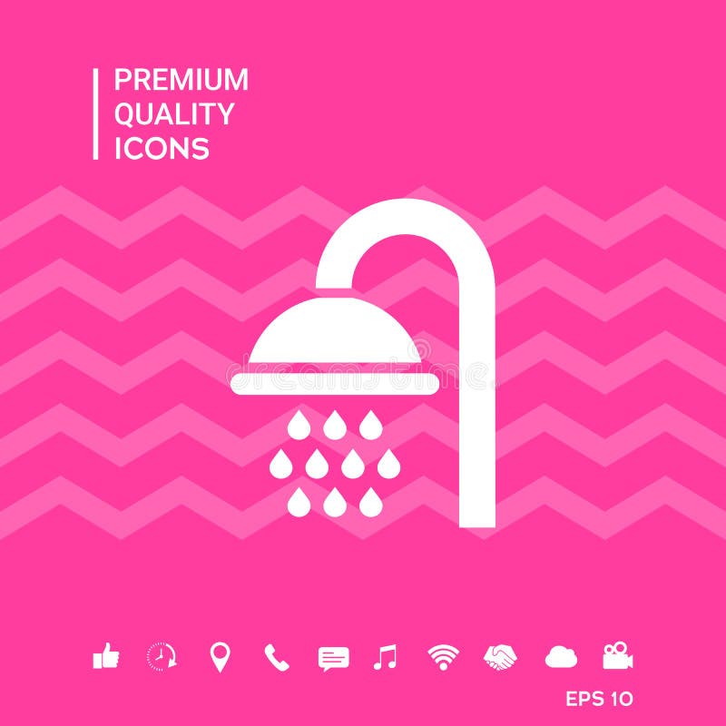 Shower symbol icon stock vector. Illustration of icon - 110125550