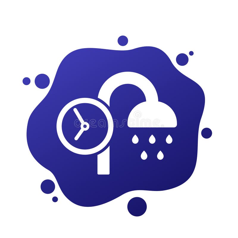 Shower Time Icon with a Clock Stock Vector - Illustration of time ...