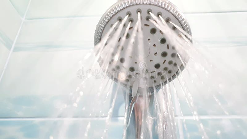 The Shower Turns on, the Water Flows To the Camera. Stock Video - Video ...