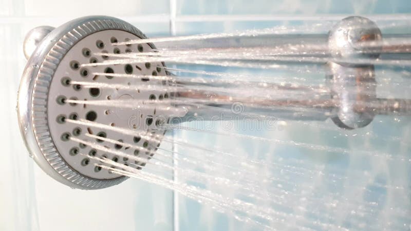 The Shower Turns on, the Water Flows To the Camera. Stock Video - Video ...