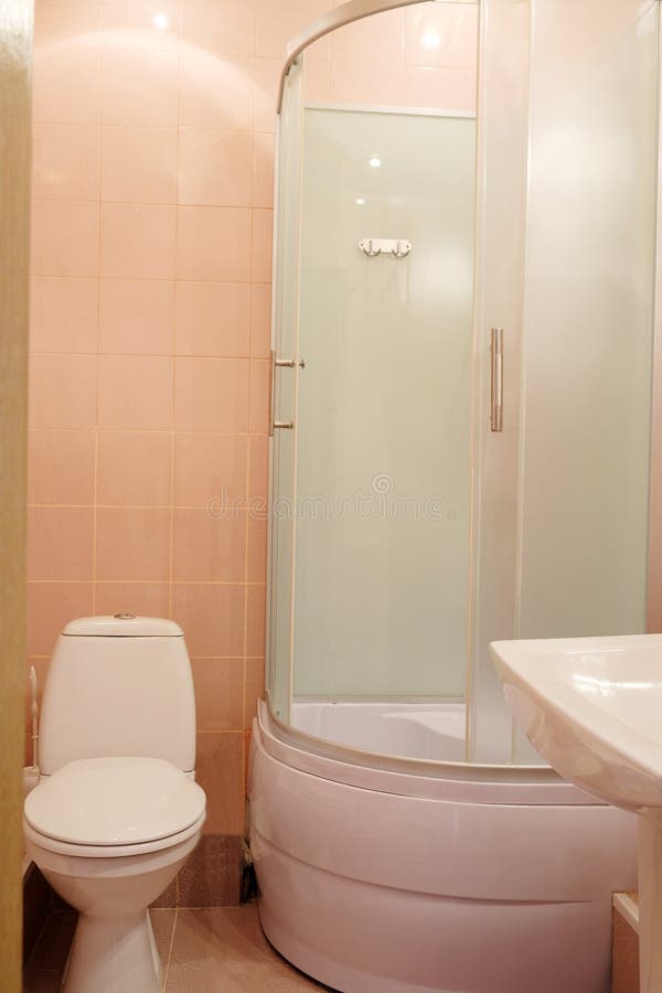 Shower Unit and Toilet Bowl Stock Image - Image of room, white: 87474127