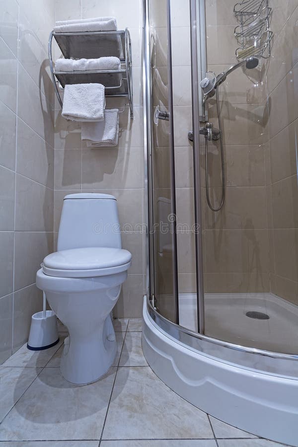 Shower and wc at the hotel stock image. Image of indoor - 77408347