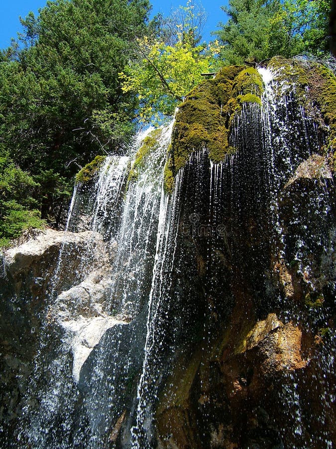 Showering Waterfall stock image. Image of moss, dipping - 2034499