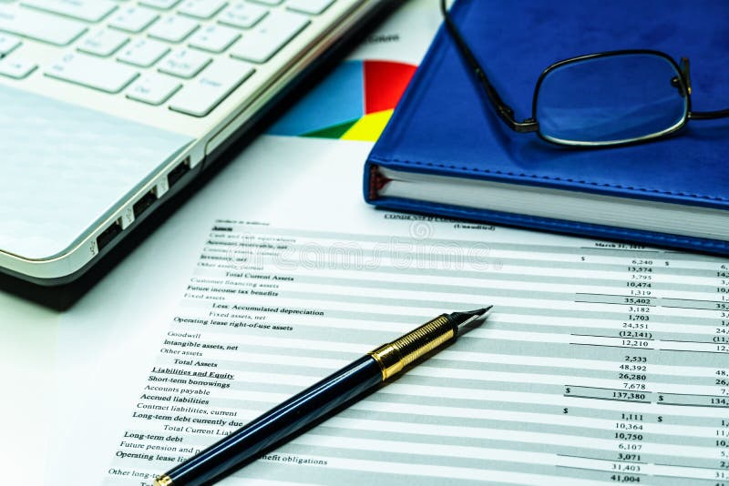 Showing Business and Financial Report, Income Statement Stock Photo ...