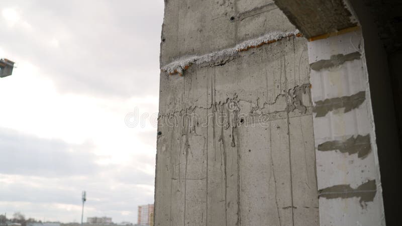 Showing Cracks and Damages in Unfinished Building Wall Stock Image ...