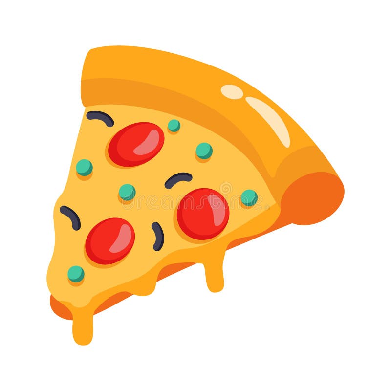 Showing 3d Style Icon of Pizza Slice with Cheesy Topping on it Stock ...